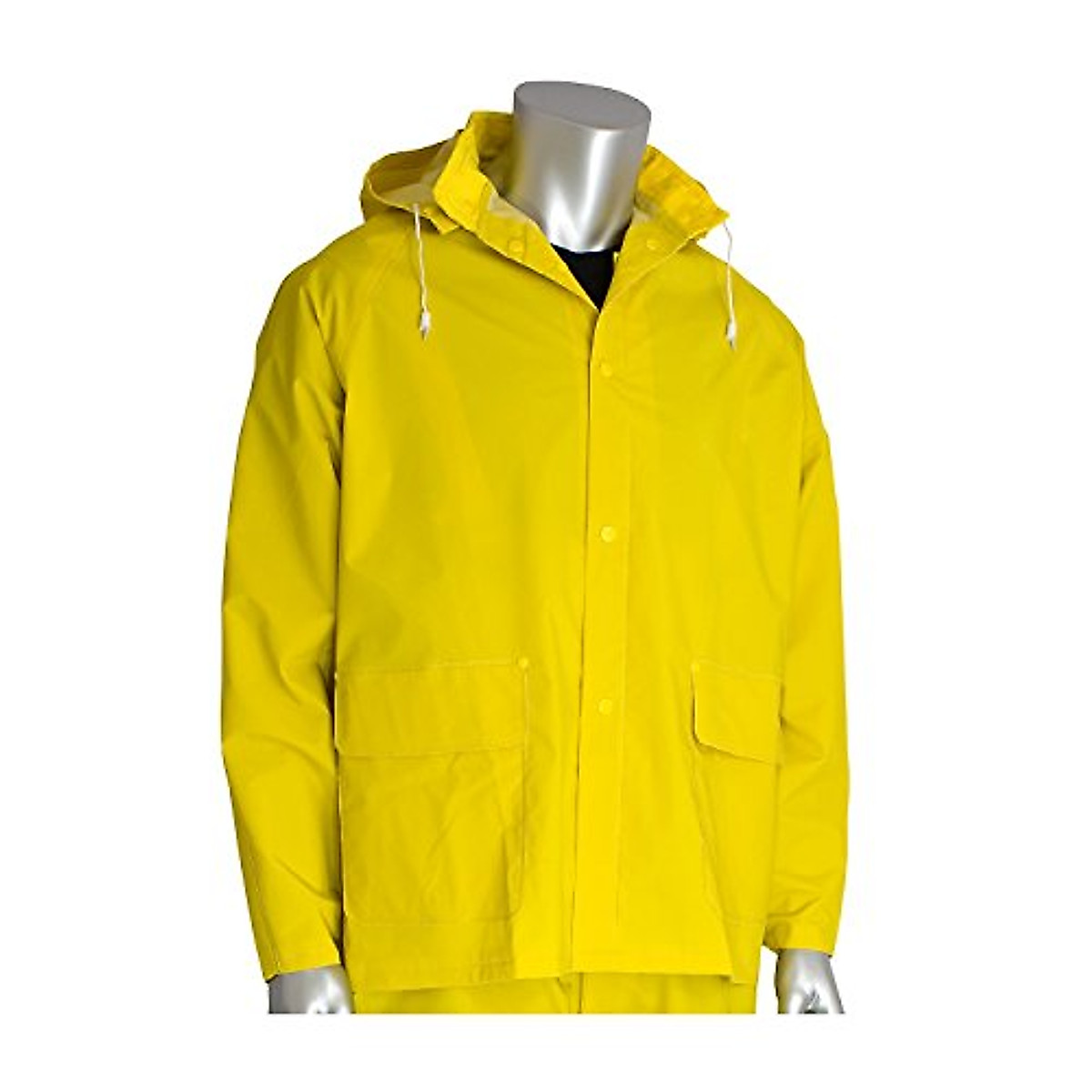 Xpose Safety Heavy Duty Yellow Rain Suit 3pc – .35mm PVC 48in Raincoat Jacket with Detachable Hood and Pants - Waterproof - Storm Weather, Raining, Fishing, Wet Work Conditions - XL