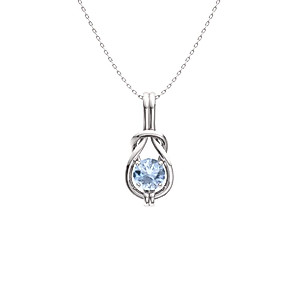 Diamondere Natural and Certified Aquamarine Infinity Knot Solitaire Necklace in Sterling Silver | 0.37 Carat Pendant with Chain