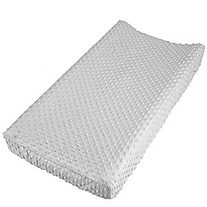Nozaam - Baby Plush Minky Dot Changing Pad Cover - Ultra-Soft Stretchy Fitted Cover for Standard Nursery Changing Pad (Grey)