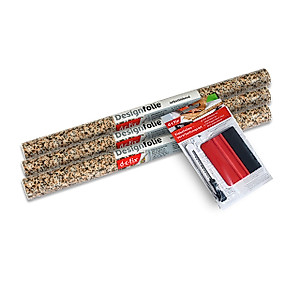 d-c-fix 346-0181-3PKA Decorative Self Adhesive Film, Brown Granite 17" x 78" Roll, 3-Pack with Applicator