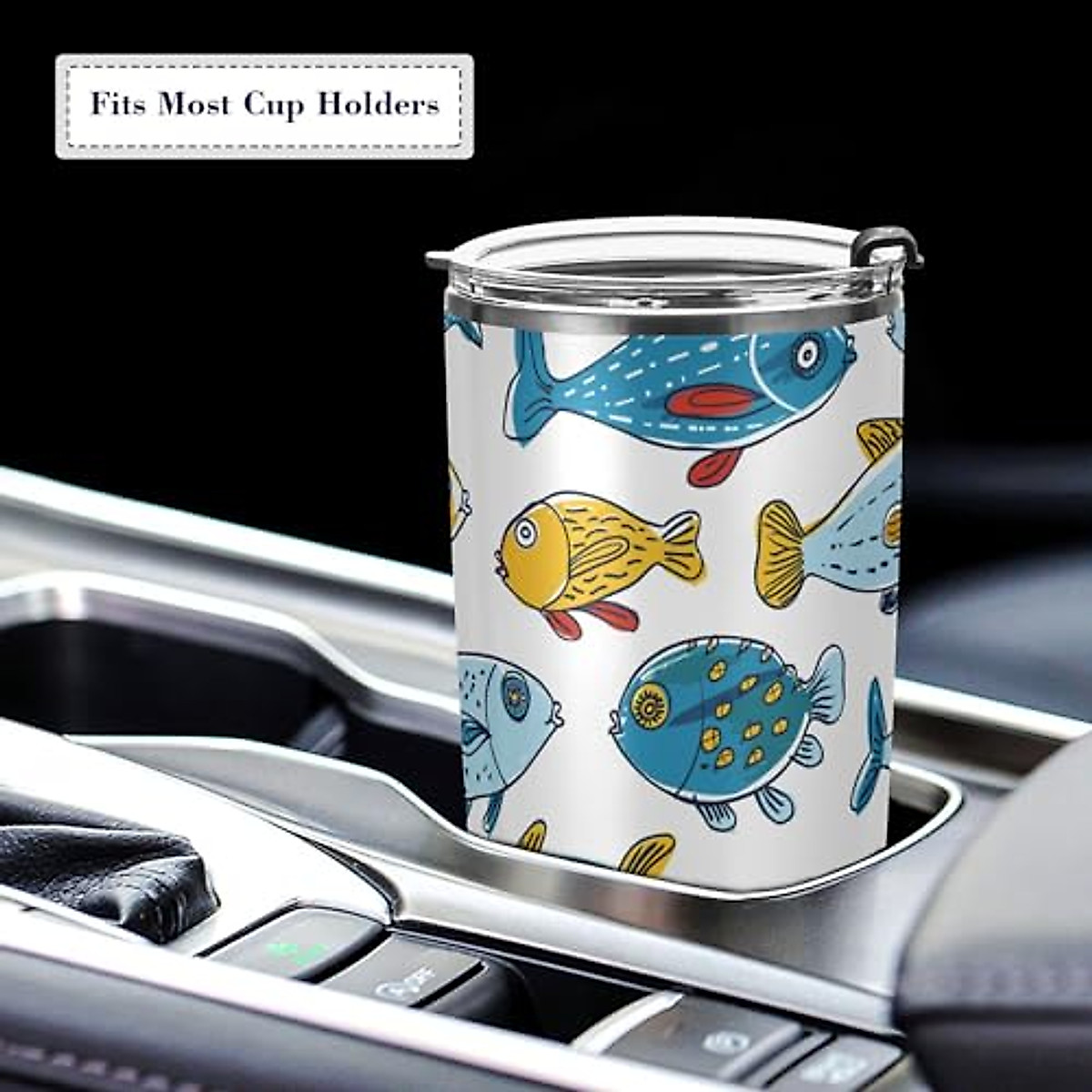 HXshaoye Hand-painted moldfish Stainless Steel car cup with Straw Lid insulated coffee mug with lid for outdoor portable cup 20 oz vaso térmico para cafe 20oz