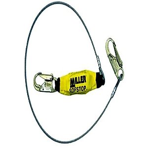 Miller by Honeywell 907LS/4FTYL 4-Feet Wire Rope Lanyards with SofStop Shock Absorber and Two Locking Snap Hooks, Yellow