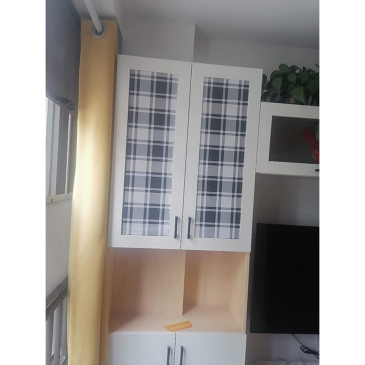 HDsticker Peel and Stick Black White Plaid Drawer Liner Shelf Liner Paper