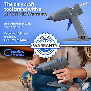 Full Size Hot Glue Gun for Crafts, 60W Large Glue Gun with 12 Glue Sticks and Stand, High Temp Heavy Duty Industrial GlueGun Kit for Crafting, Wood, PVC, Glass, Home Repair by Chandler Tool, Pink