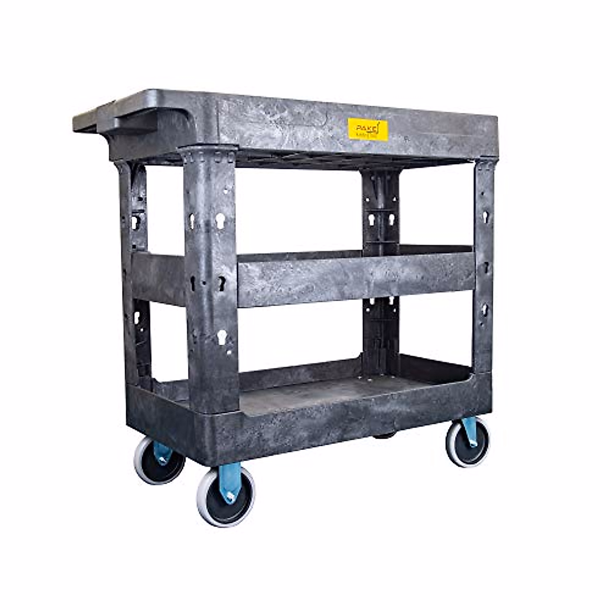 550lb Capacity Heavy Duty Plastic Utility Cart 34-1/2" L x 16-3/4" W with Handle 3 Shelves Pake Handling Tools