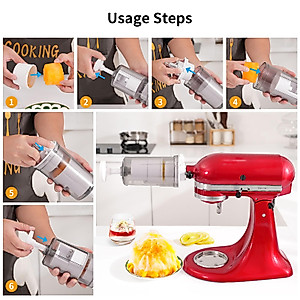Gdrtwwh Shaver Ice Attachment for KitchenAid Stand Mixer-Ice Shaver and Snow Cone Attachment for Kitchenaid Stand Mixer,BPA Free（8pcs Ice Mold Includ)