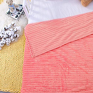 NTBAY Flannel Fuzzy Toddler Blanket, Fluffy Warm and Lightweight Reversible Stripes Design Baby Plush Blanket, 30x40 Inches, Pink