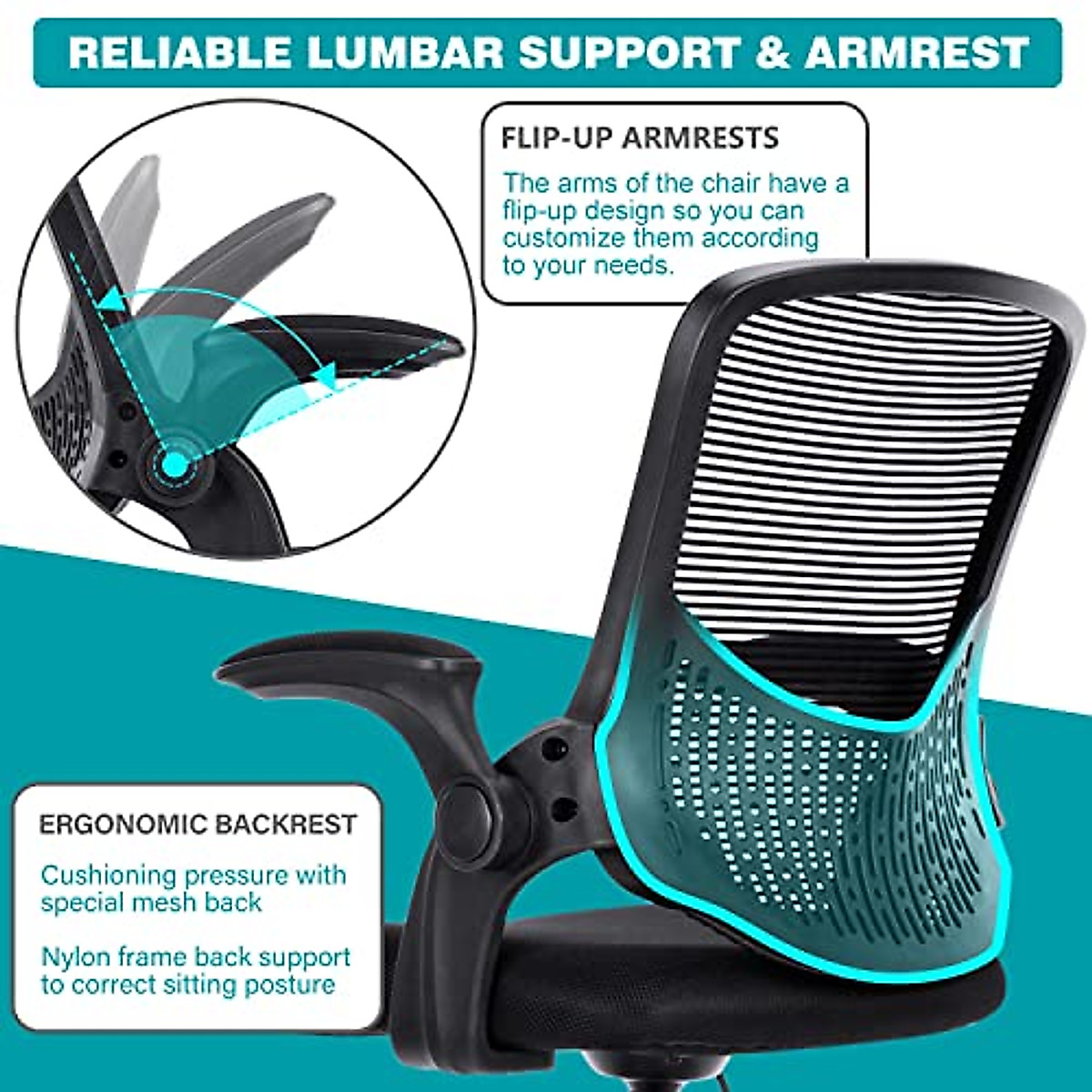 Tall Office Chair, Drafting Chair, Standing Desk Chair, High Adjustable Office Mesh Chair, Ergonomic Counter Height Computer Rolling Chair with Flip-up Armrests and Foot-Ring for Bar Height Desk