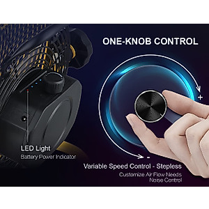 Geek Aire 10" Portable Battery Operated Fan with Metal Blade, 360 Vertical Tilt, 24 h Run Time Cordless Fan for Camping Travel Tent Hurricane Home