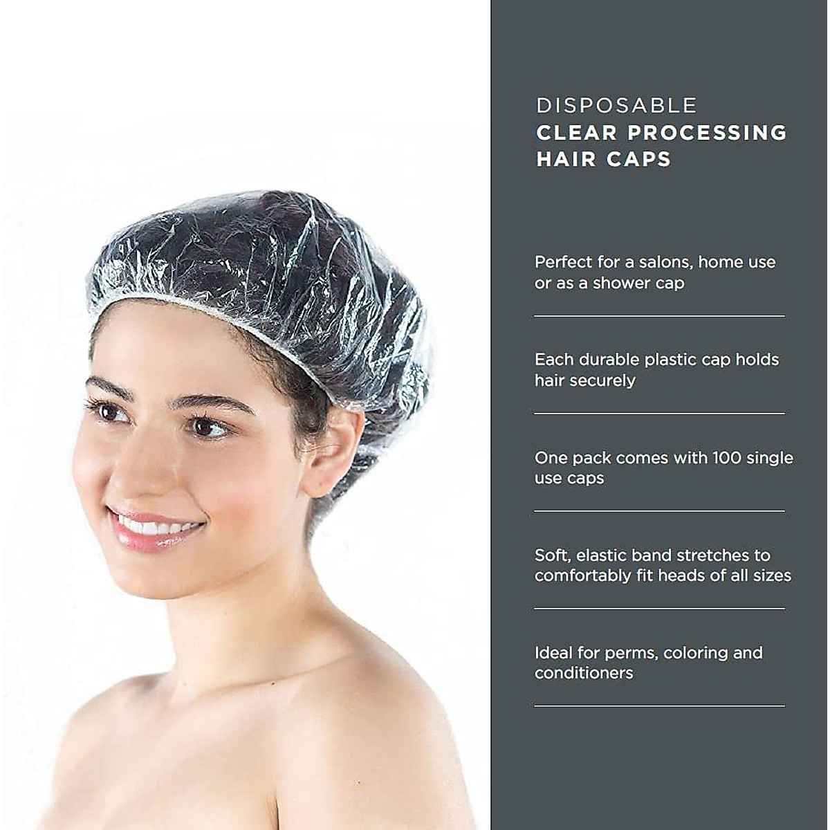 Diane Disposable Clear Processing Hair Caps, For Salons, DIY, Conditioning, Dyeing, Hair Treatments, Bag of 100, D722