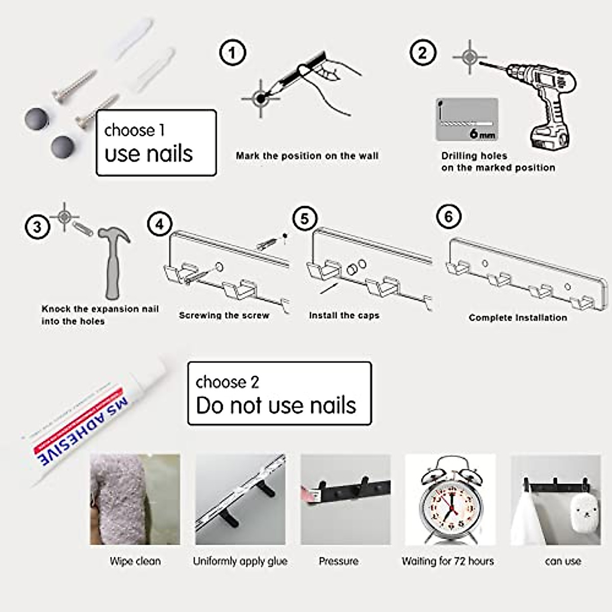 4 Hooks Matte Black Bathroom Towel Hooks Mounted Wall Adhesive Heavy Duty Farmhouse Bath Coat Stick on Rack Hat Wall Hook Sticky Black Kitchen Robe Rack Coat Hook Black 4 Hooks Rack Towel for Bathroom