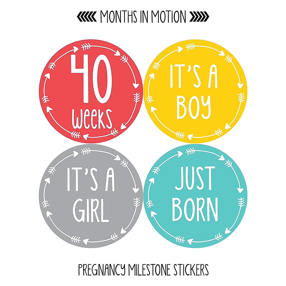 Months In Motion Pregnancy Weekly Belly Growth Stickers - Week to Week Pregnant Expecting Photo Prop - Maternity Keepsake - Baby Bump - Large Set of 36 Weekly Photo Sticker