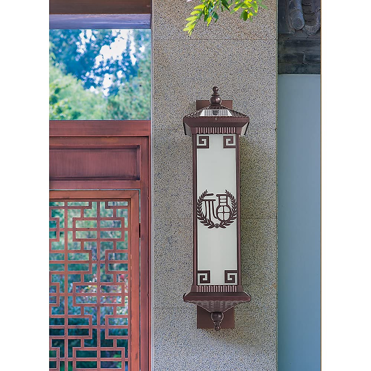 CHENBAI Rectangle Solar Wall Sconce Solar Decorative Porch Lights Chinese Outdoor IP43 Waterproof Garden Lights Auto On/Off Solar Exterior Wall Lights Villa Garden Home Led Fence Solar Lamp