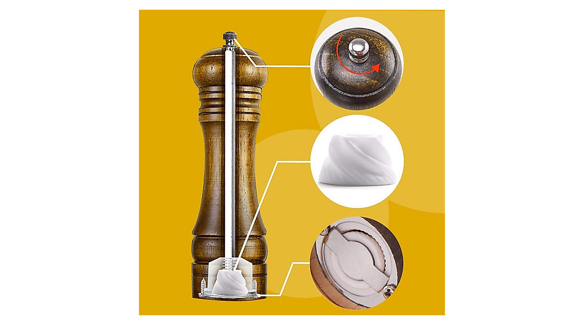 Oak Pepper Grinder - Manual, Elegant & Durable 8 Inch Tool