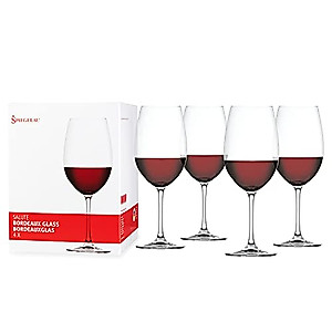 Spiegelau Salute Bordeaux Wine Glasses - (Clear Crystal, Set of 4 Red Wine Glasses)