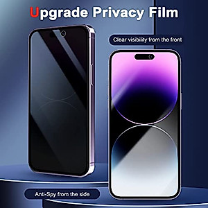 YMHML 2 Pack iPhone 14 Pro Max Privacy Screen Protector + 2 Pack Camera Lens Protector, Anti Spy Tempered Glass Privacy Screen (6.7 Inch), Easy Installation