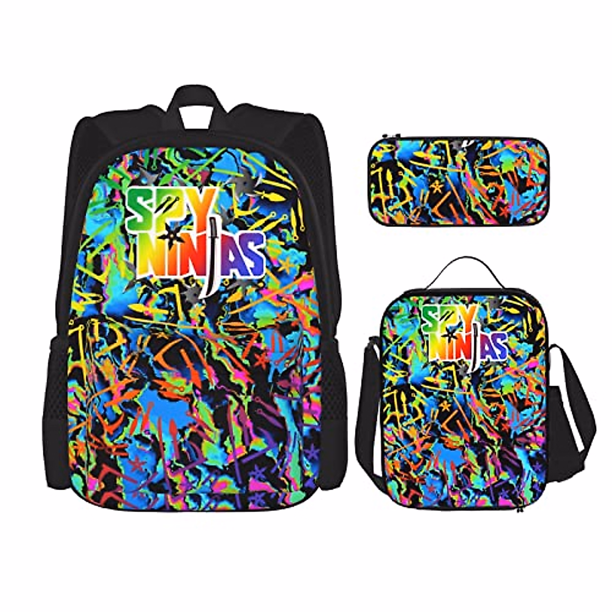 NKISMOODM Fire Large-Capacity Backpack Lunch Bag And Pencil Case 3 Piece Set Casual Lightweight Travel Daypacks Set
