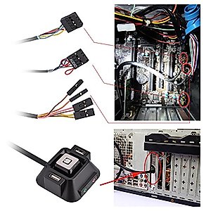 Zerone Desktop PC Switch Button Electricity Supply On/Off Reset HDD Push Button Reset Switch + Dual USB Ports + Audio Ports for Desktop Computer Case