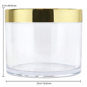 Beauticom 120g/120ml (4 Fl Oz) Thick Double Wall Leak-Proof Round Clear Plastic Jars with Flat Top Lids for Creams, Lotions, Powders, Glitters, Charms, and more… (Color: Gold Lid, Quantity: 12 Pieces)
