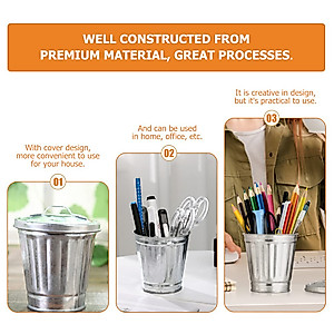 NUOBESTY 3pcs Mini Trash Can Desktop Garbage Bin Iron Garbage Can Pencil Cup Holder Flower Pot Compact Wastebasket for Bathroom Vanity Desktop Tabletop Coffee Table Countertop