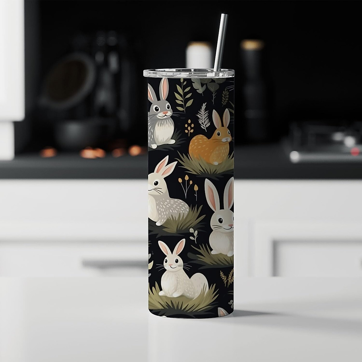 Tumbler with Lid and Straw funny bunnies thermos coffee travel mugcute cups 20 oz insulated tumbler for Daily Holiday Decor Gift coffee cup