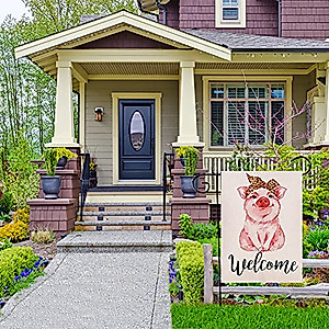 Welcome Summer Cheetah Bandana Pig Garden Flag Vertical Double Sized Home Holiday Party Yard Outdoor Decoration 12.5 x 18 Inch
