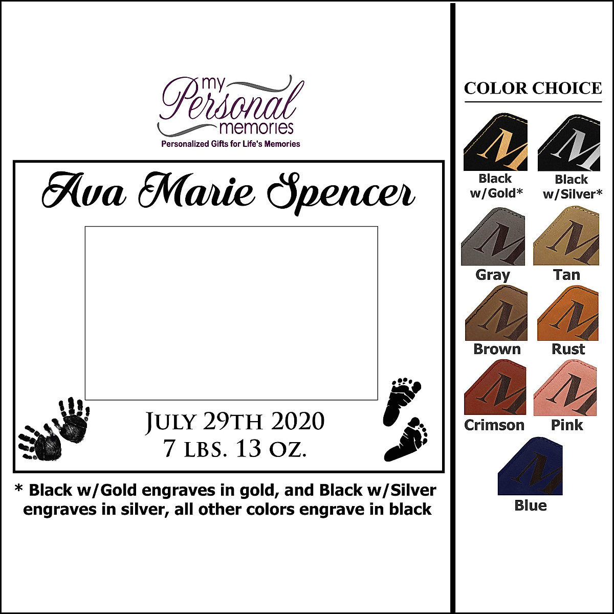 My Personal Memories Customized New Baby Photo Frame - Custom Engraved Boy Girl Picture Frame (5 x 7)