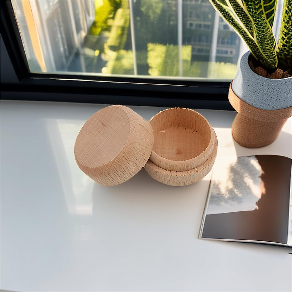 Mini Round Wooden Boxes,Portable Trinket Earrings Organizer,Wedding Ring Jewelry Bearer Boxes,DIY Craft Gift Case