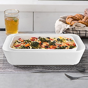 UNICASA Casserole Dishes - White Baking Dish for Oven, Ceramic Lasagna Pans 9 x 13 In, Oven Safe Bakeware Set of 3 for Kitchen Cooking, Cake, Banquet and Dinner