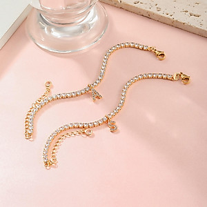 GLIJWELE Gold Bracelets for Women, 14K Gold Plated Bracelets for Women Initial Bracelets for Women Gold Tennis Bracelets for Women Letter Initial Bracelets For Women Gifts(C)
