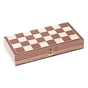BlueSnail 15" Classic Vintage Standard Folding Wooden Chess Set, Foldable Games Board Crafted Carved