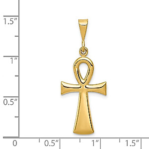 14k Yellow Gold Egyptian Ankh Cross Symbol Of Life Ancient Necklace Charm Pendant Religious Fine Jewelry For Women Gifts For Her