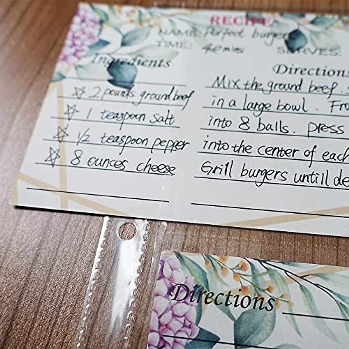 Recipe Card Page Protectors, Mini Recipe Card Sleeves for 8.5 x 9.5 3-Ring Binder, 2 Pockets Per Page, Recipe Binder Refill Pages (50 PCS, 4x6 Inch Pockets)