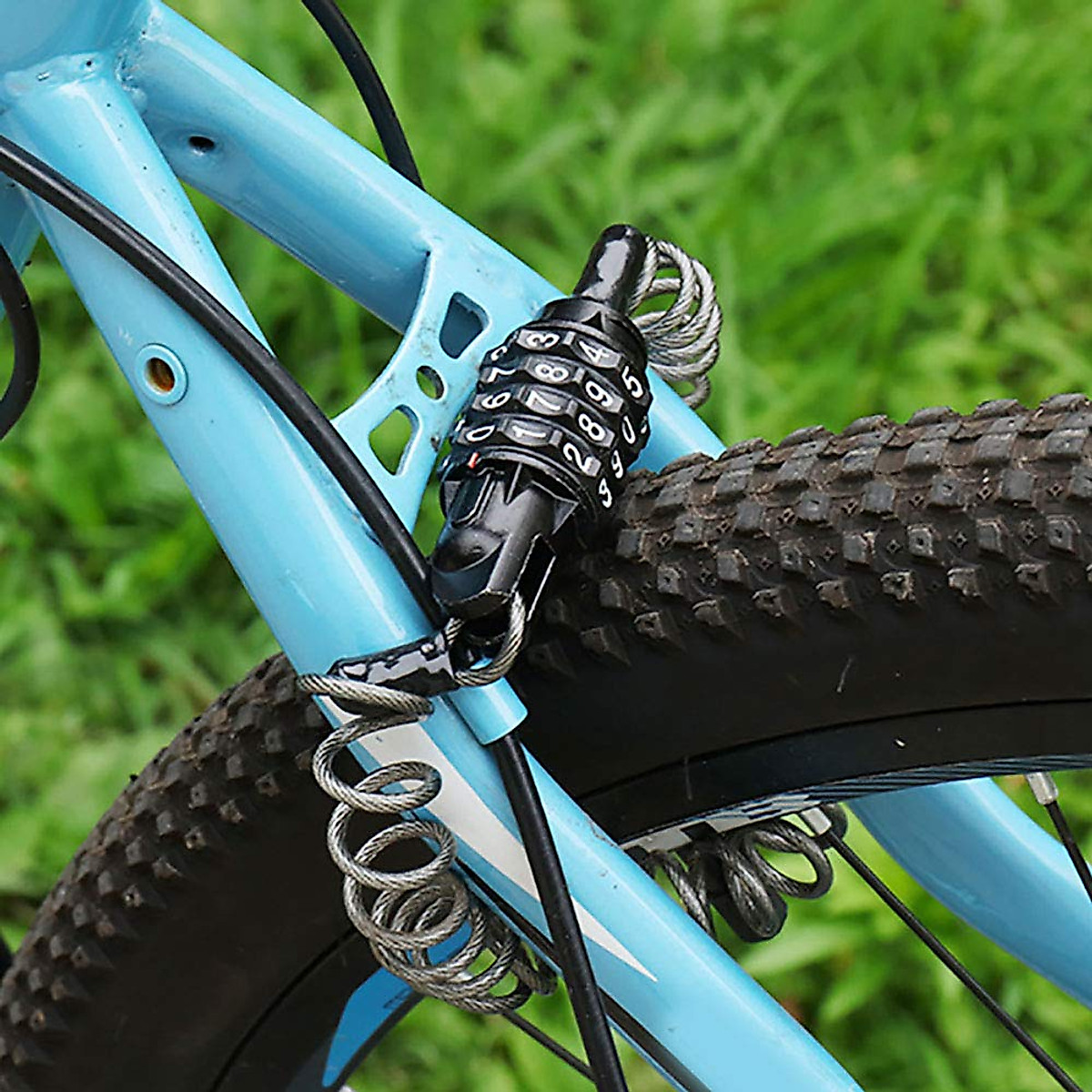 Bike Ring Lock Wire Steel Cable Lock,Multifunction Bicycle Steel Wire 4 Digit Password Anti-Theft Security Bike Lock for Motorcycle,Door, Gate, Fence, Grill Black Lock + Bag