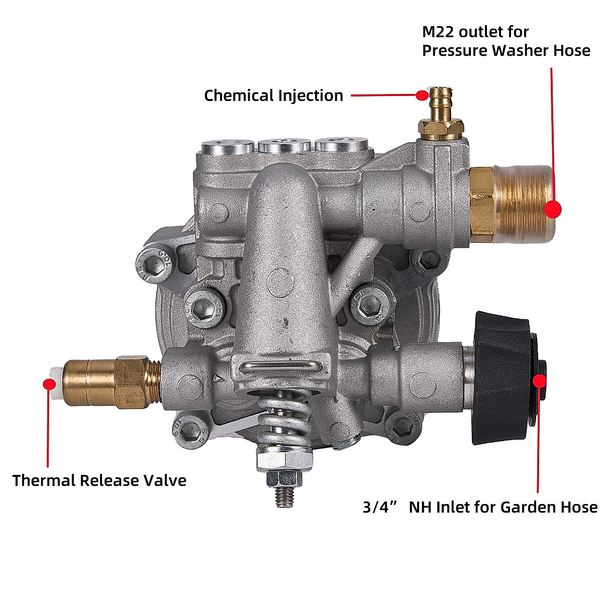 Mikatesi 3/4" Shaft Horizontal Pressure Washer Pump - 2600-3000 PSI @ 2.5 GPM - Original Engineering OEM Pump for Honda Simpson Ryobi Etc Most Brand gas engine power washer