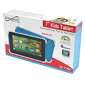 Supersonic Kids' SC-774KT Munchkins Blue 7” Tablet with Android Oreo GO & Bluetooth 8GB