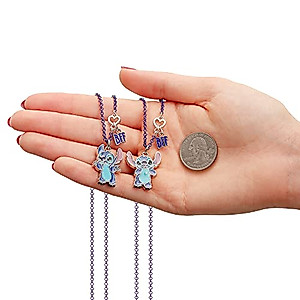 Disney Girls Stitch BFF Necklace Set - Best Friends Necklaces w/BFF & Stitch Charm - BFF Necklaces - Officially Licensed