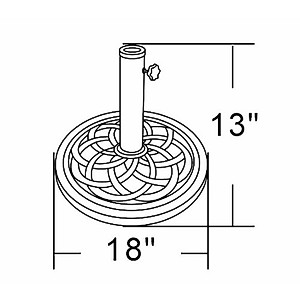 Simple Deluxe 7.5ft Patio Umbrella Outdoor Table Market Yard Umbrella with Push Button Tilt/Crank & DC America UBP18181-BR 18-Inch Cast Stone Umbrella Base, Made from Rust Free Composite Materials