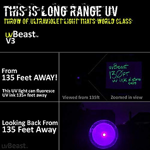 uvBeast New V3 385-395nm Black Light UV Flashlight - HIGH Power Upgraded Triple Broad Band LEDs Best for Professional/Commercial Use - USA Stock - UK Design