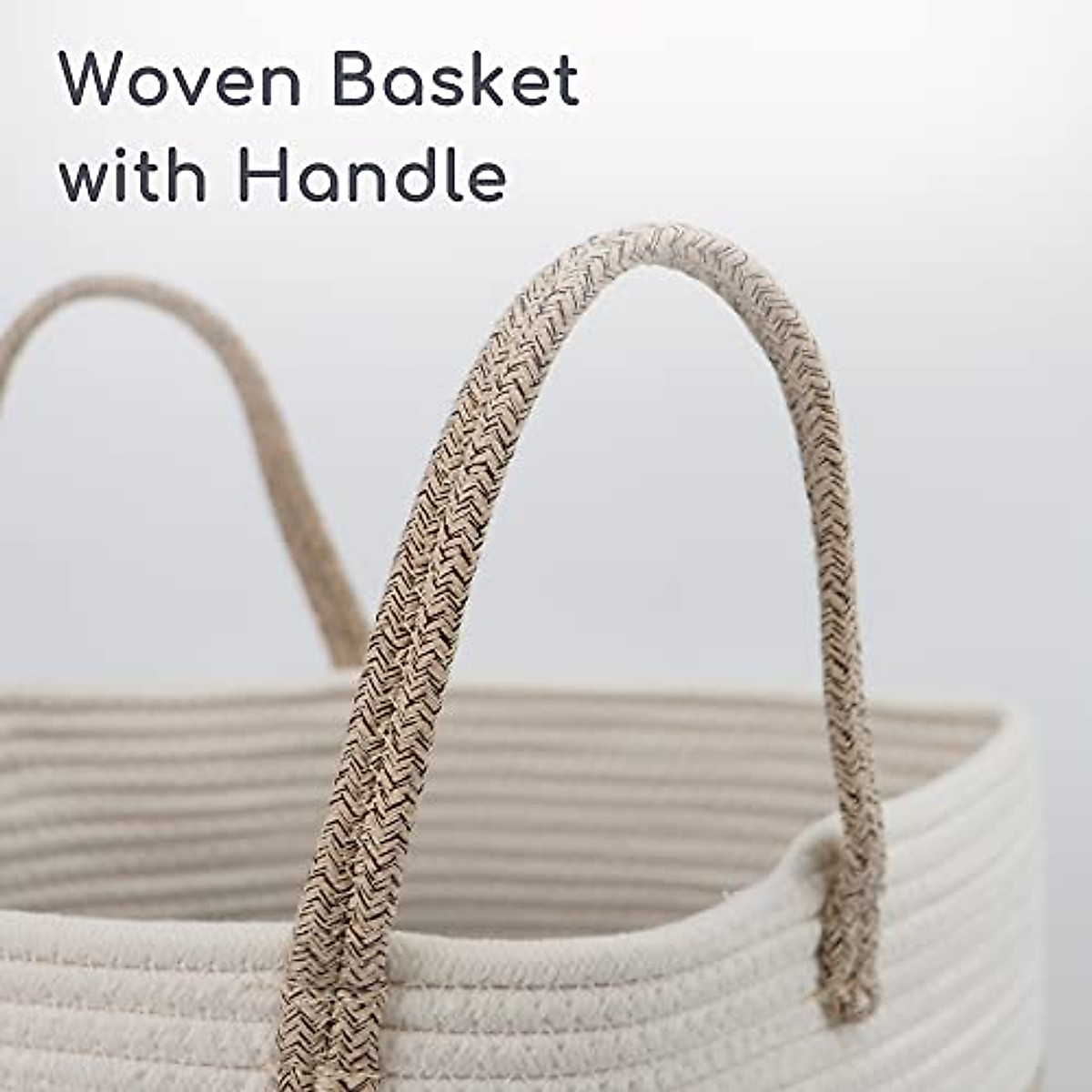 MXMHOME Large Laundry Hamper, 20" X 15" X 15" Tall Woven Rope Storage Basket for Blanket, Cotton Rope Basket Laundry Hamper for Clothes, Toys, Dirty Clothes, Soft Baby Hamper for Nursery, 58L, Brown