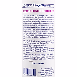 Chris Christensen Spectrum One Dog Conditioner, Coarse and Rough Coat, Groom Like a Professional, Repairs and Protects, Maintains Inner Cortex Hydration, Made in The USA, 16 oz