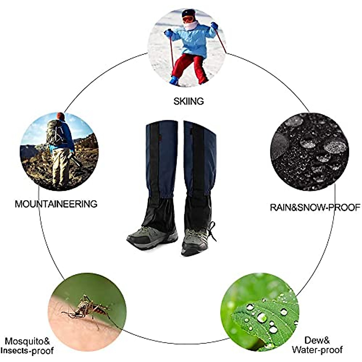 Luwint Waterproof Kids Leg Boot Gaiters - Hiking Hunting Climbing Gear for 6-12 Yrs Old Girls Boys (Navy)