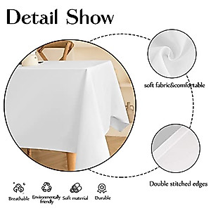 Aocoz White Tablecloth - Rectangle 90 x 132 Inch Stain-Wrinkle Resistant Washable Tablecloth Decorative Table Cover for Dining Table Parties, Wedding