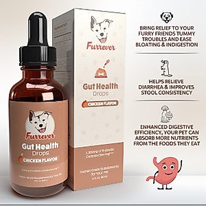 Furrever Gut Health Probiotics for Dogs - Promotes Digestive Health to Sooth and Protect - Supports Occasional Diarrhea, Healthy Skin, Bowel Support, Allergies, Itching, & Gas - Chicken Flavor, 2oz