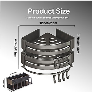NAJIESUN Adhesive Shower Rack 3-Pack Large Capacity Rust-Proof Stainless Steel Bathroom Storage Rack, Toothpaste Storage Rack No Drilling Shelves (3-Piece Bathroom Storage Rack Set)