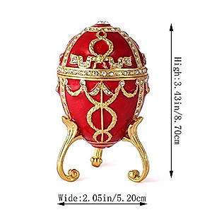 QIFU Faberge Egg Series Hand Painted Jewelry Trinket Box with Rich Enamel and Sparkling Rhinestones Unique Easter Day Gift