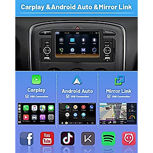 5'' Single Din Apple Carplay Car Stereo with Android Auto, Hikity HD Touch Screen Car Radio Bluetooth 5.1, Mirror Link, FM, Siri, SWC, Dual USB Input, Car Audio with Mic, Remote Control, Backup Cam
