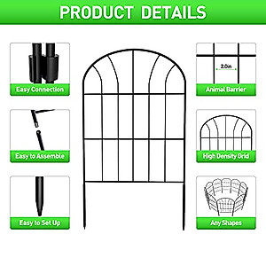 Decorative Garden Fence 10 Pack, Animal Barrier Fence, No Dig Fencing 24in (H) x 10ft (L) Metal Wire Panel Garden Fence Border, Dog Rabbits Ground Stakes Defence No Dig Fence for Outdoor Patio,10FT