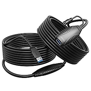 Alxum USB 3.0 Extension Cable 50FT, Active USB Extension Cable Male to Female Long 15Meter, USB 3.0 Extender Cord with 2 Signal Boosters for Printer, Webcam, Xbox, Keyboard, with 5V2A Power Adapter