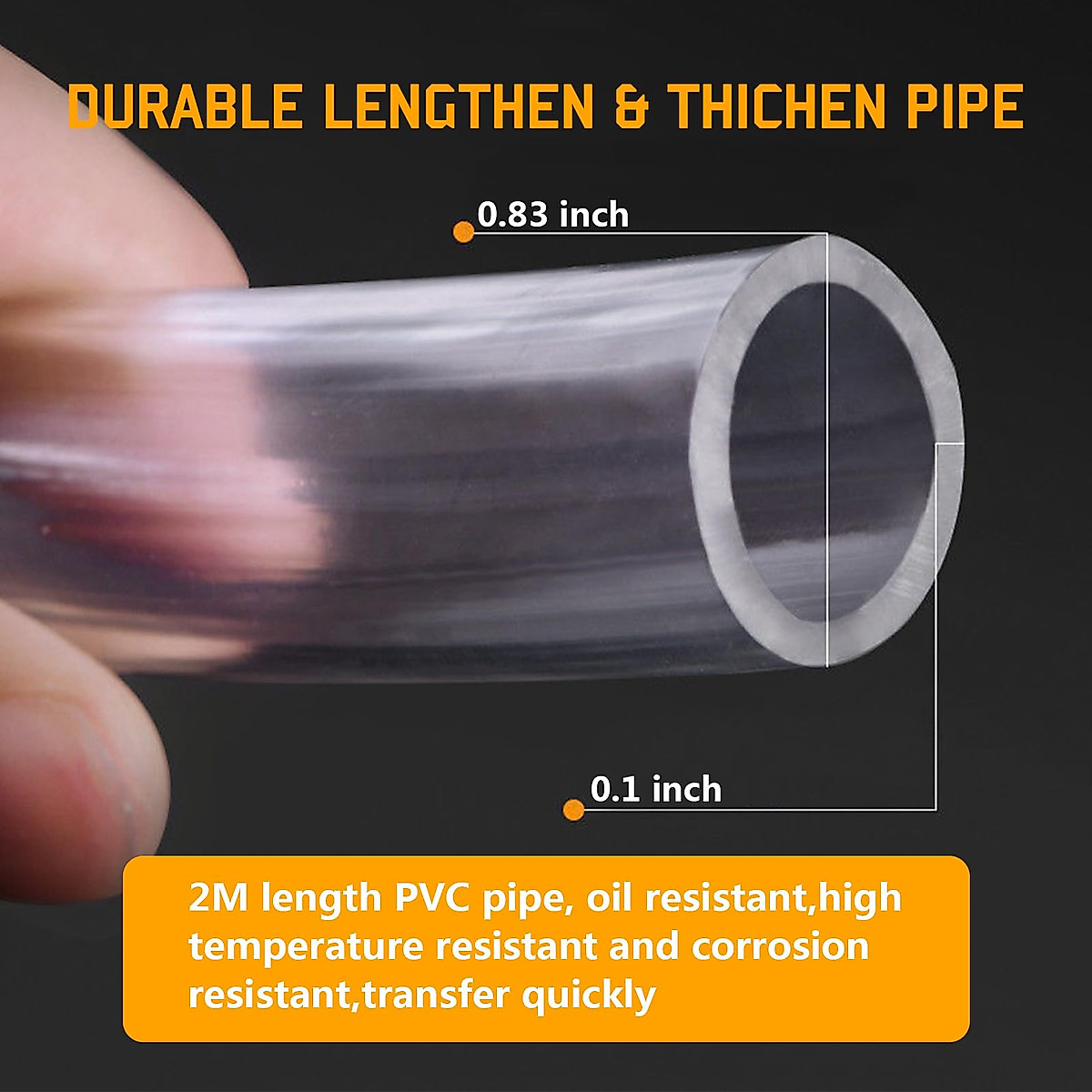 UGSHY 1 PC Car Gasoline Oil Pump, Manual Siphon Large Flow Gasoline Diesel Portable Oil Pump with 6.5Ft/2m Fuel Transfer Pump Tube 1 Air Bag 2 Metal Clamps, Universal for Most Car Accessories (White)